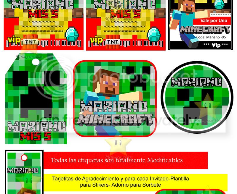 Kits Imprimibles Kit Imprimible Minecraft Candy Bar Golosinas Diseñá Y Mas